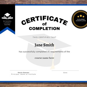 DIY Certificate of Completion Template, Gold Certificate Template ...