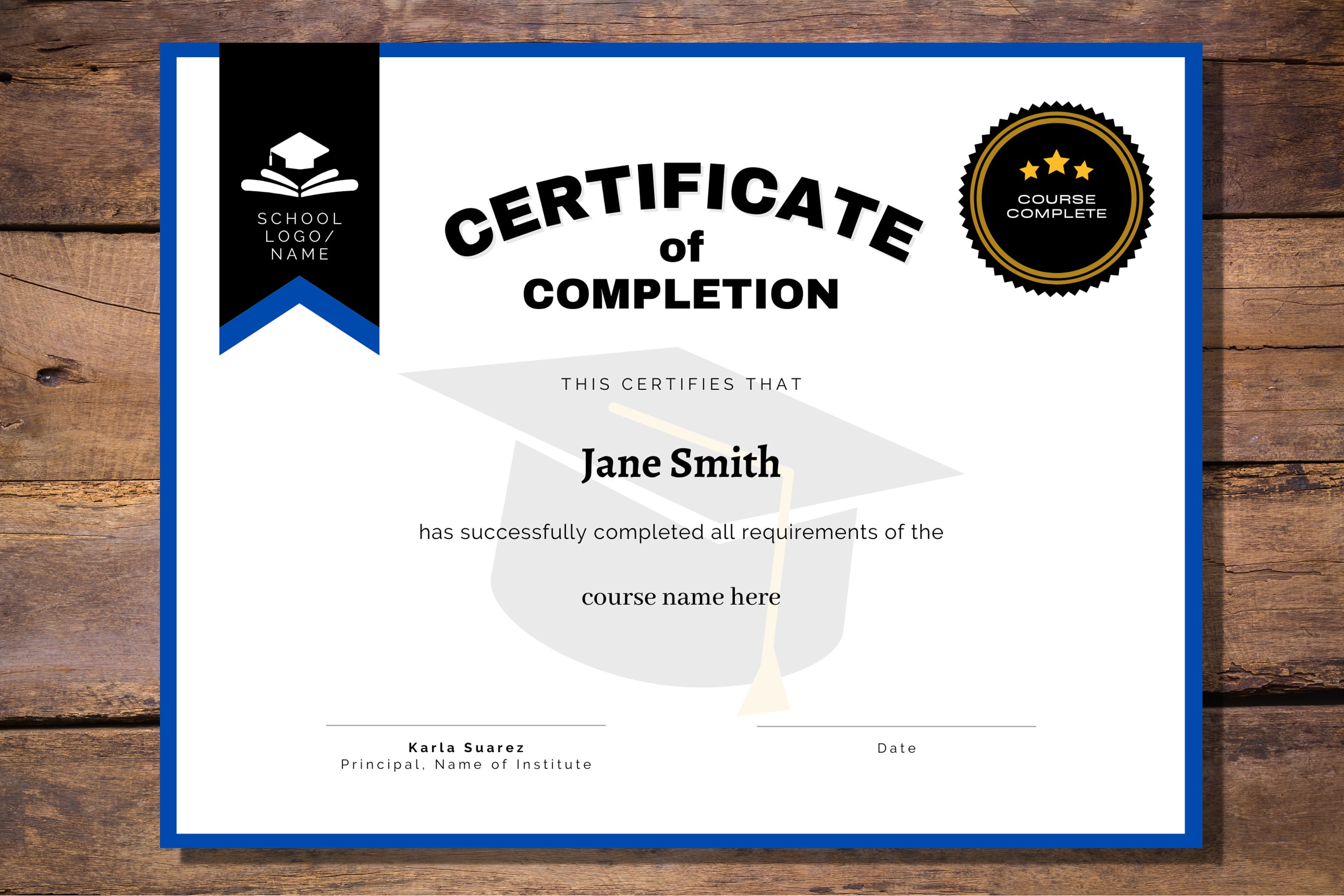 DIY Certificate of Completion Template, Gold Certificate Template ...