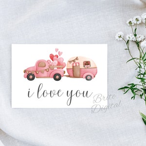 Valentines Day Truck Card Instant Download Pdf File 7 X 5 - Etsy