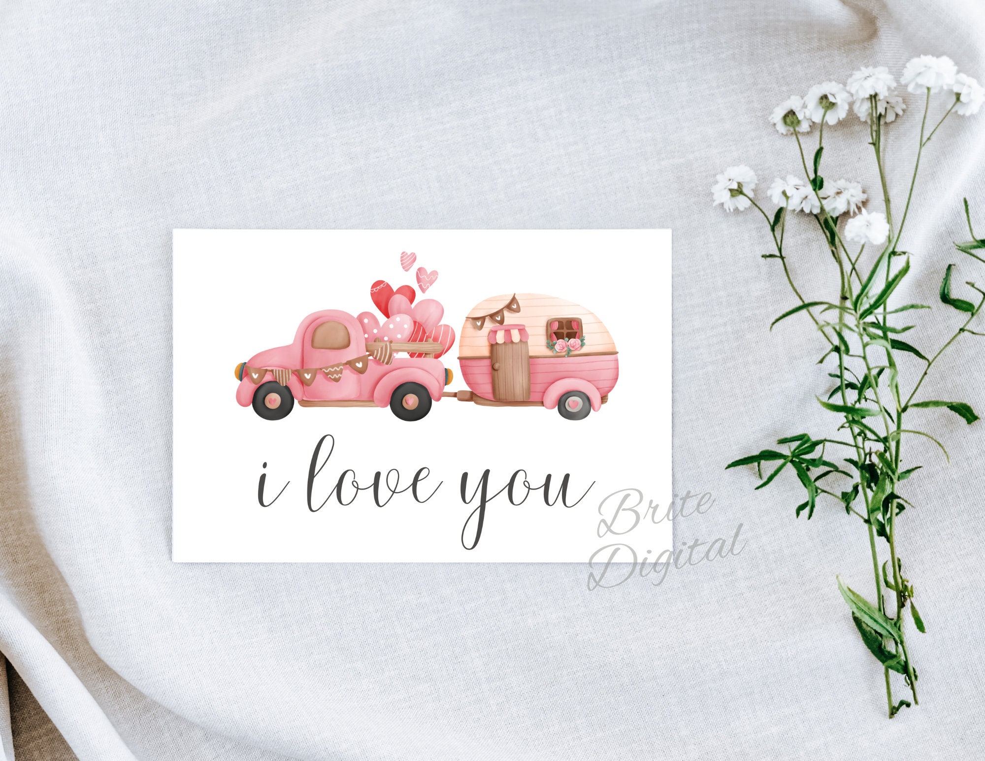 Valentines Day Truck Card Instant Download Pdf File 7 X 5 - Etsy