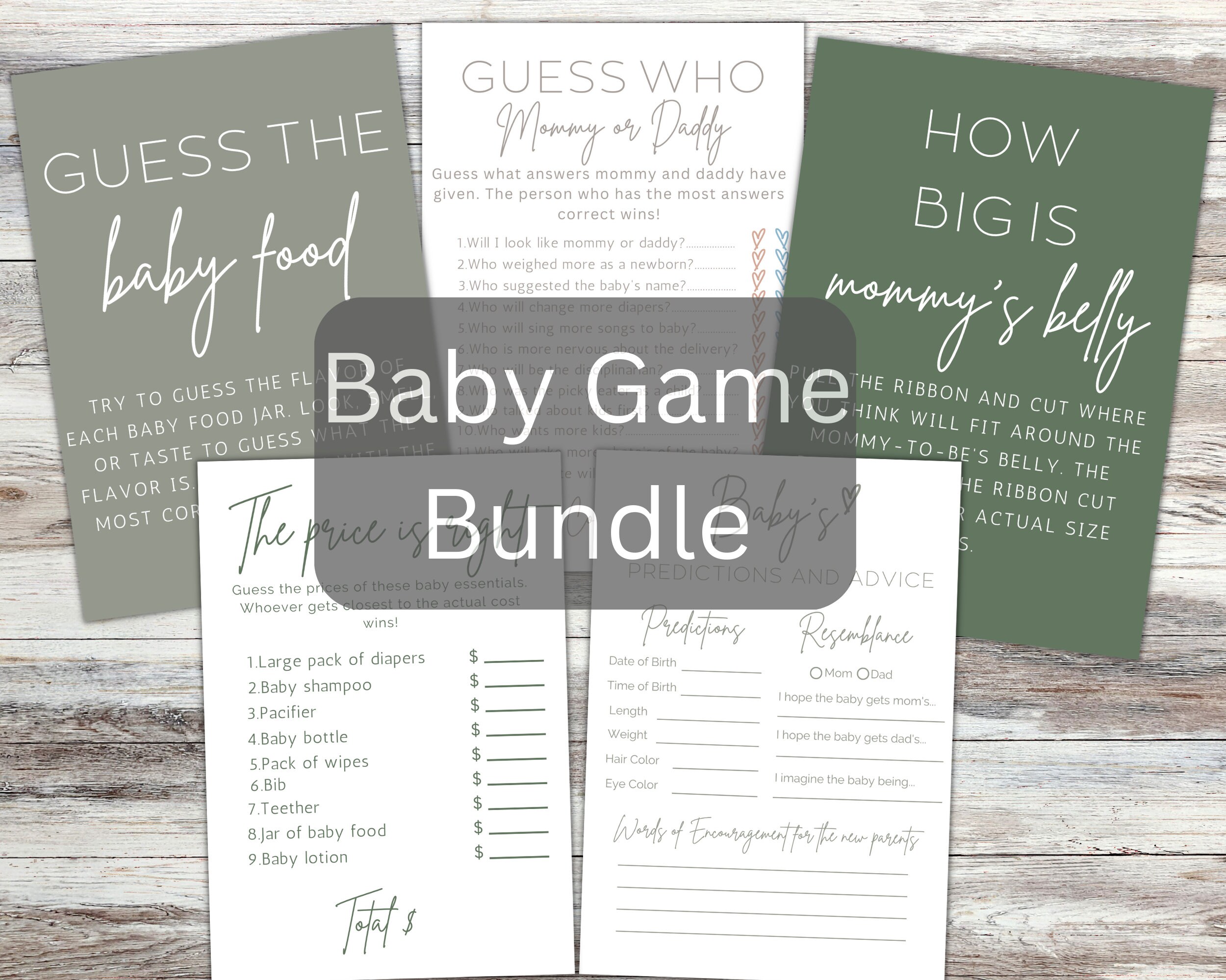 Downloadable Green Baby Game Bundle Gender Neutral Minimalist Design - Etsy