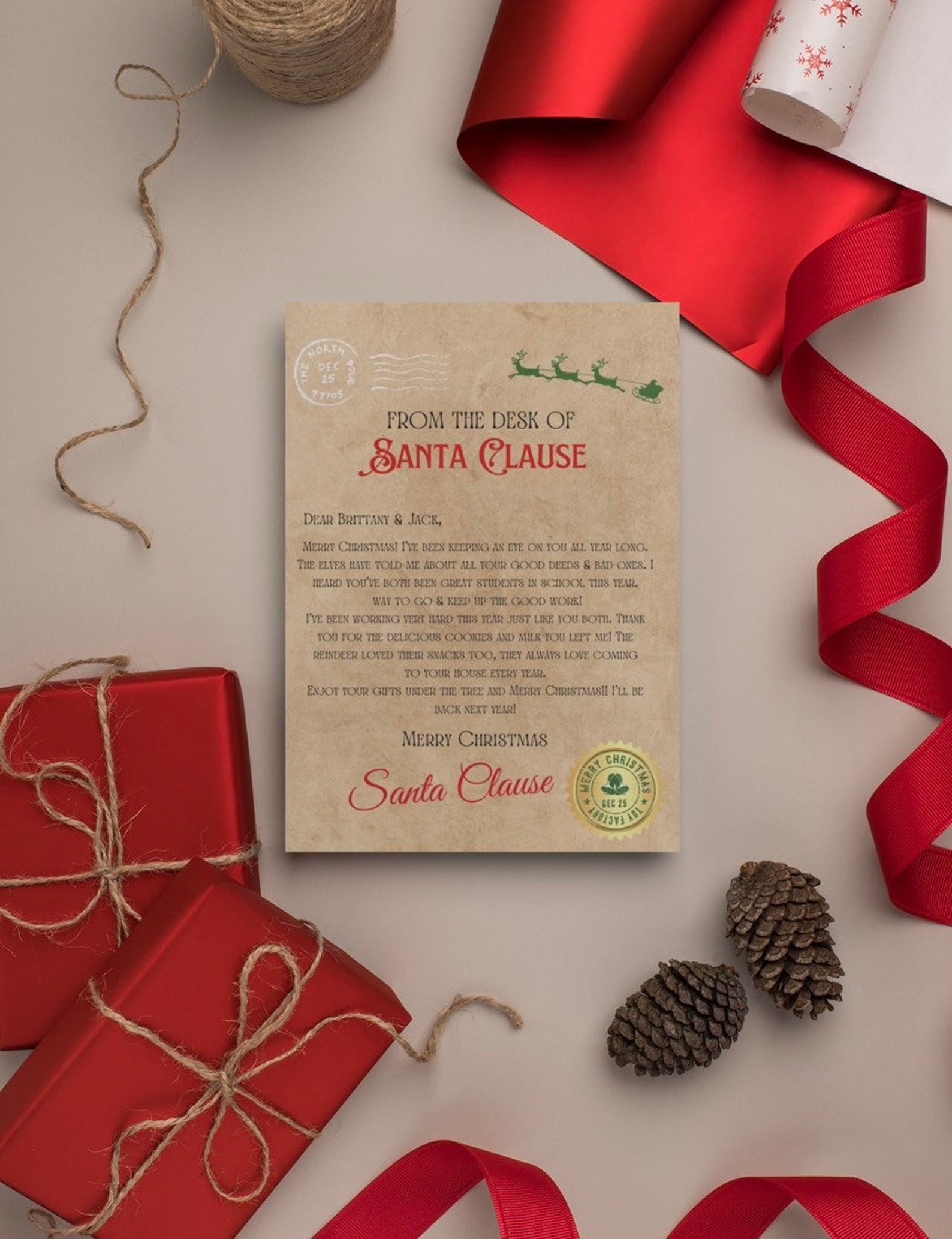 DIGITAL Customizable Letter From Santa Template - Edit Yourself - Etsy