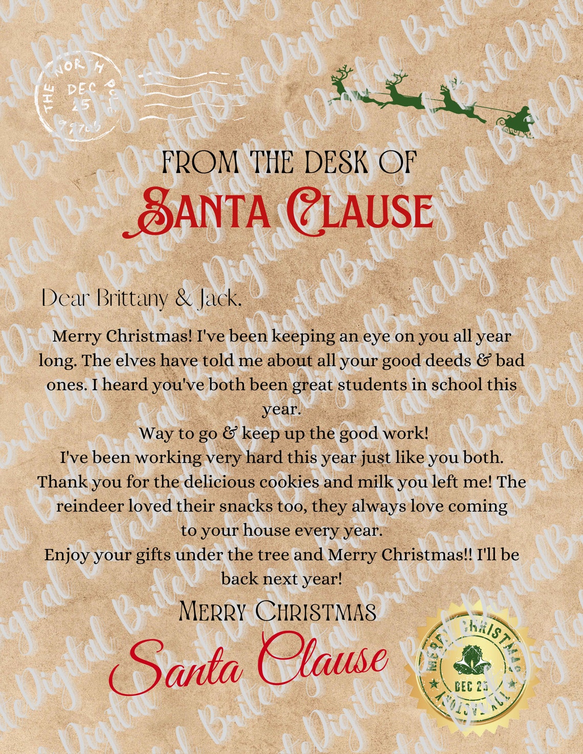 DIGITAL Customizable Letter From Santa Template - Edit Yourself - Etsy