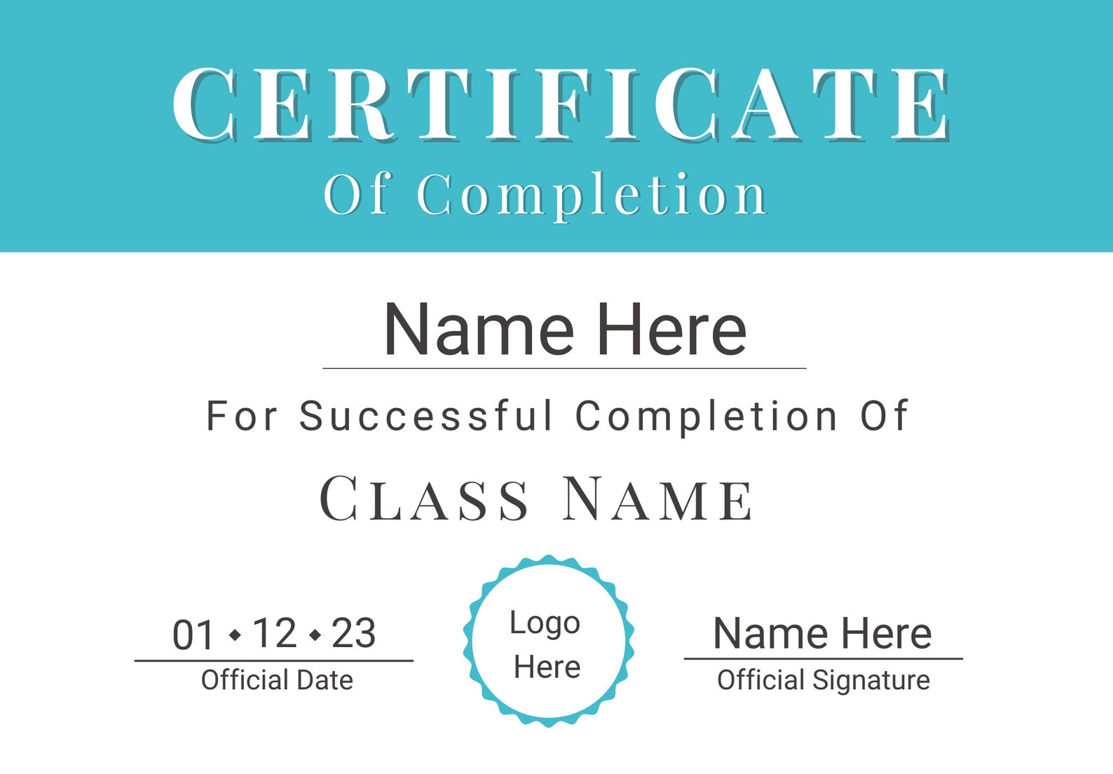 DIY Certificate of Completion Template, Color Block Certificate ...