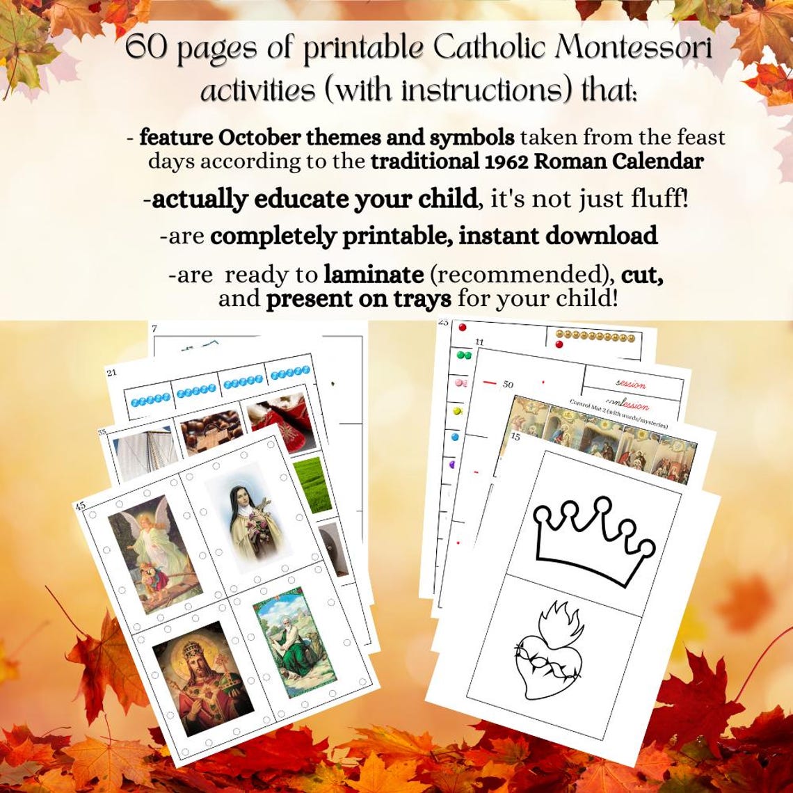 OCTOBER Printable Catholic Montessori Activity Bundle *CURSIVE ...