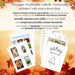 OCTOBER Printable Catholic Montessori Activity Bundle *CURSIVE ...