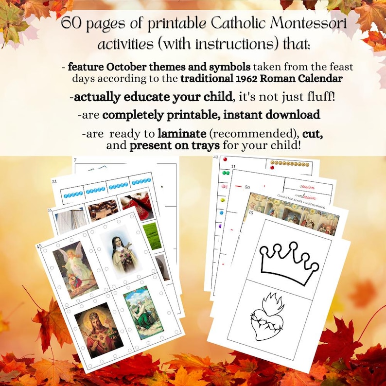 OCTOBER Printable Catholic Montessori Activity Bundle *CURSIVE ...