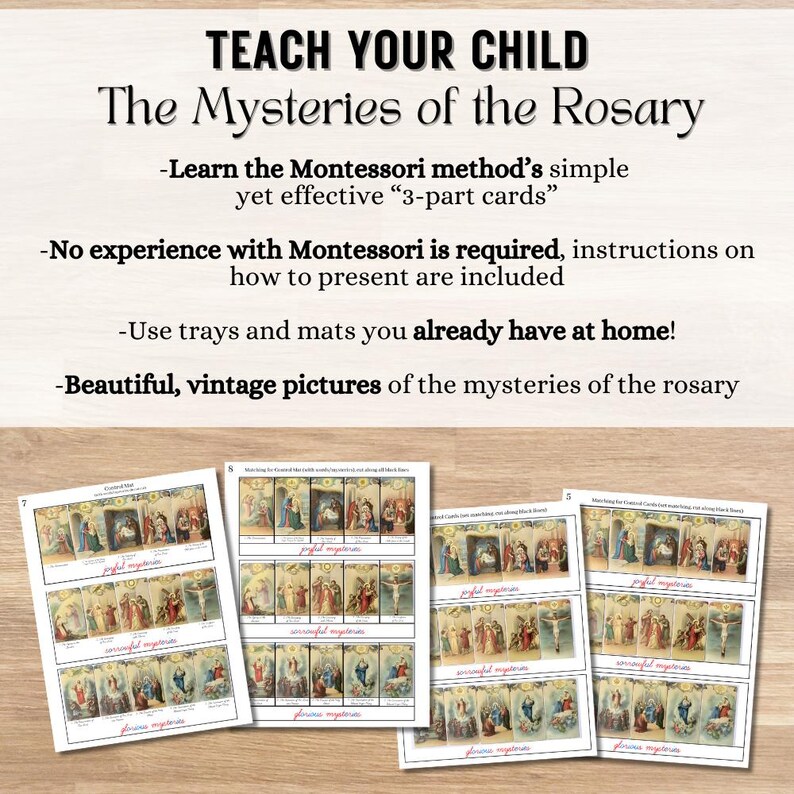 CURSIVE Printable Catholic Montessori Rosary Matching Activity ...