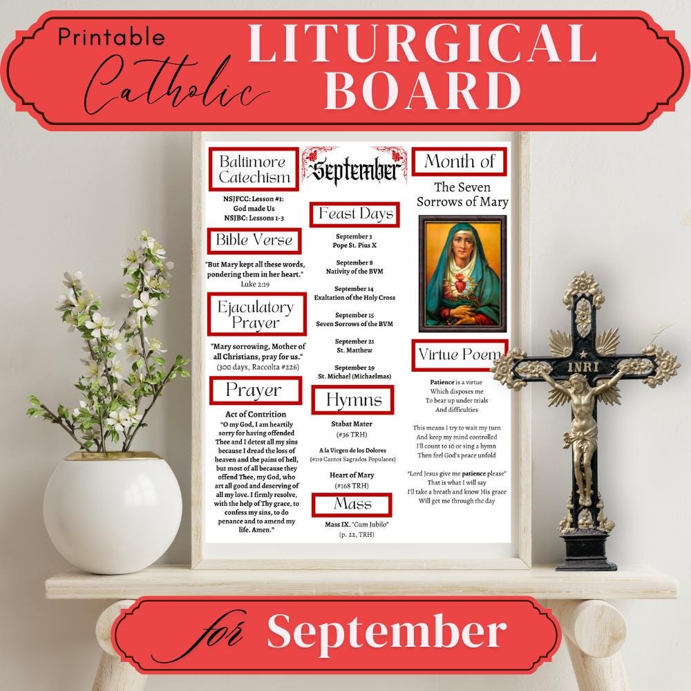 Printable Catholic Liturgical Board for September | Prayer Corner ...