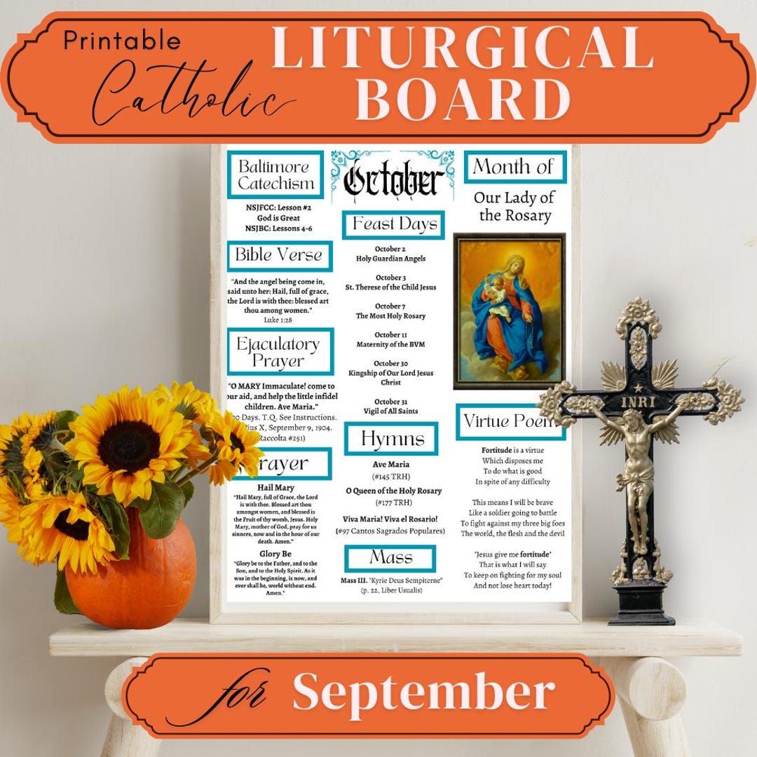 OCTOBER Printable Catholic Liturgical Board | Prayer Corner ...