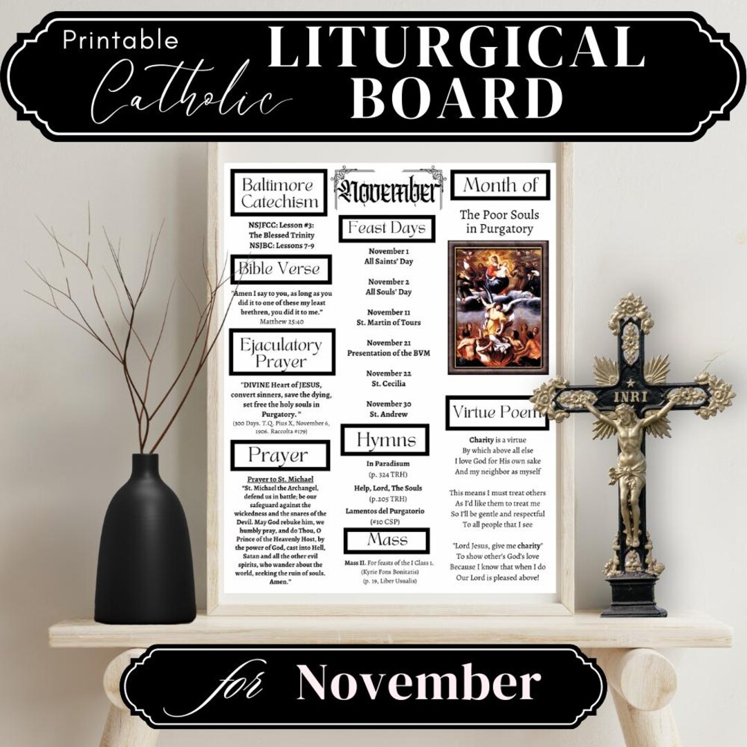 NOVEMBER Printable Catholic Liturgical Board | Prayer Corner ...