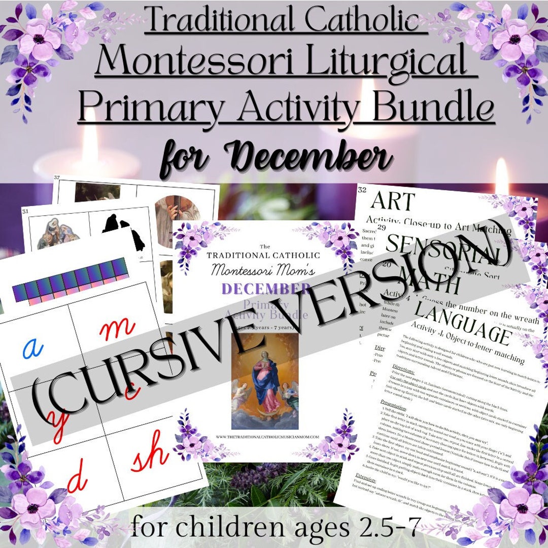 Catholic Montessori Advent Christmas Activity Bundle CURSIVE Instant ...