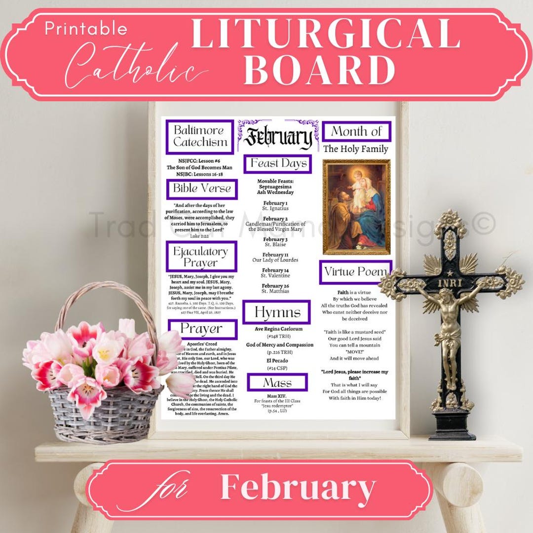 FEBRUARY Printable Catholic Liturgical Board | Prayer Corner ...