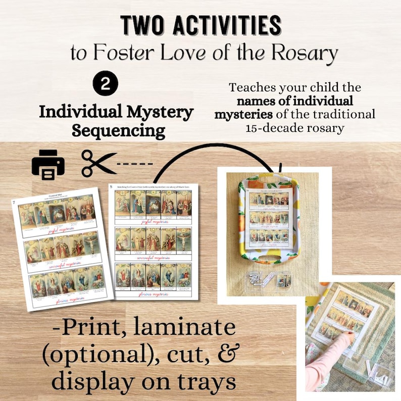 CURSIVE Printable Catholic Montessori Rosary Matching Activity ...