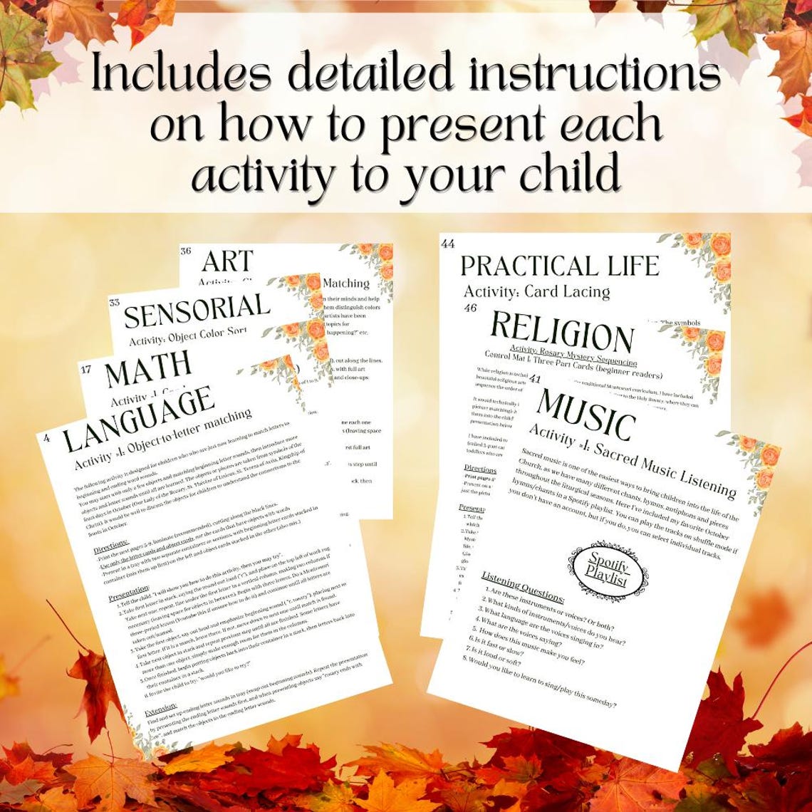 OCTOBER Printable Catholic Montessori Activity Bundle *CURSIVE ...