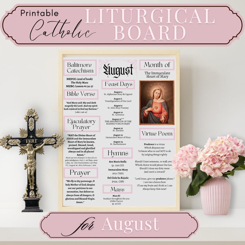 Printable Catholic Liturgical Board for August | Prayer Corner ...