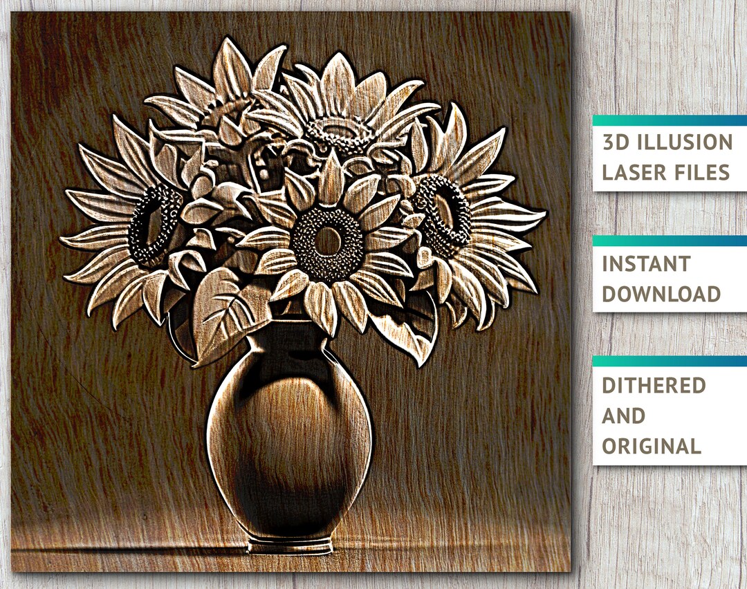 Sunflower Bouquet 3D Illusion Laser Files 10 X - Etsy