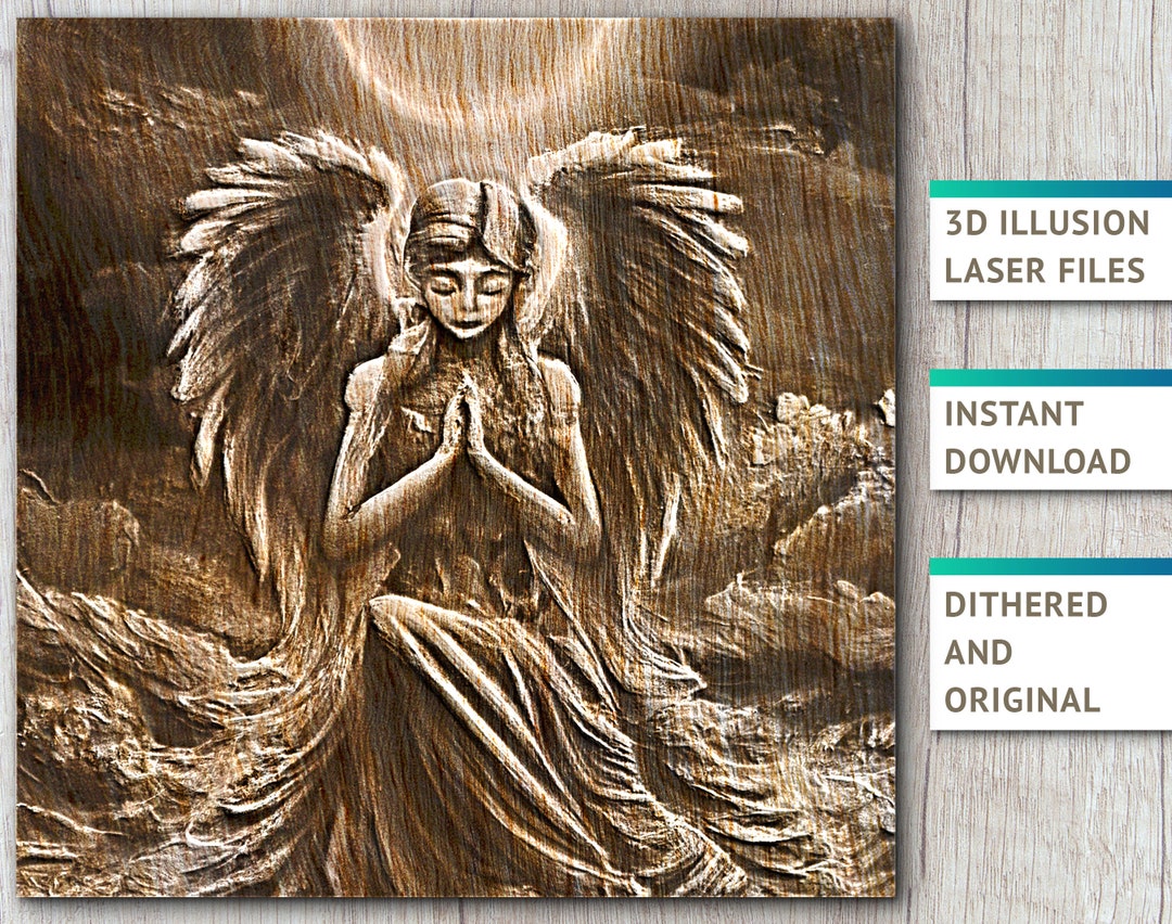 Angel 3D Illusion Laser Files 10 X 10 Laser Ready Files for Glowforge ...