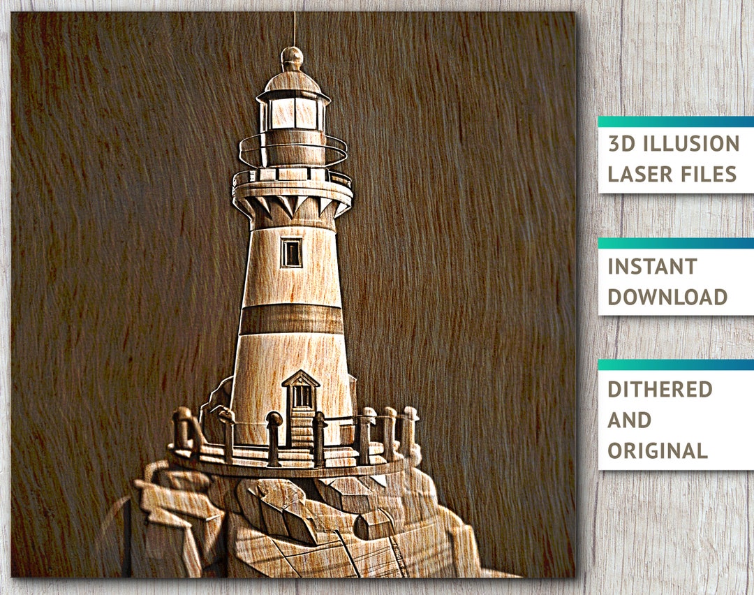 Lighthouse 3D Illusion Laser Files, 10 X 10 Laser Ready Files for ...