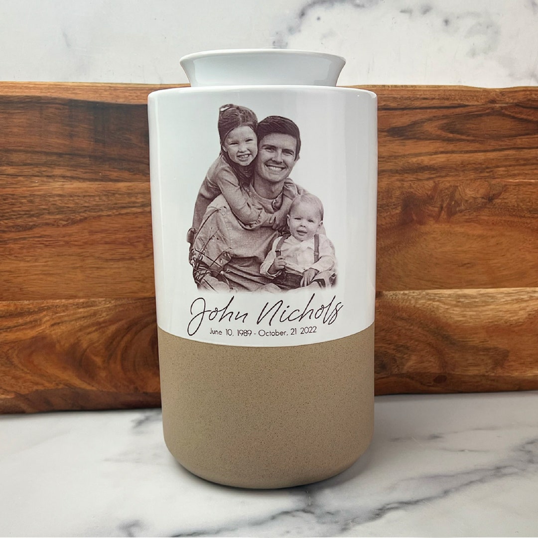 Custom Ceramic Urn With Personalized Photo and Date - A Cherished ...