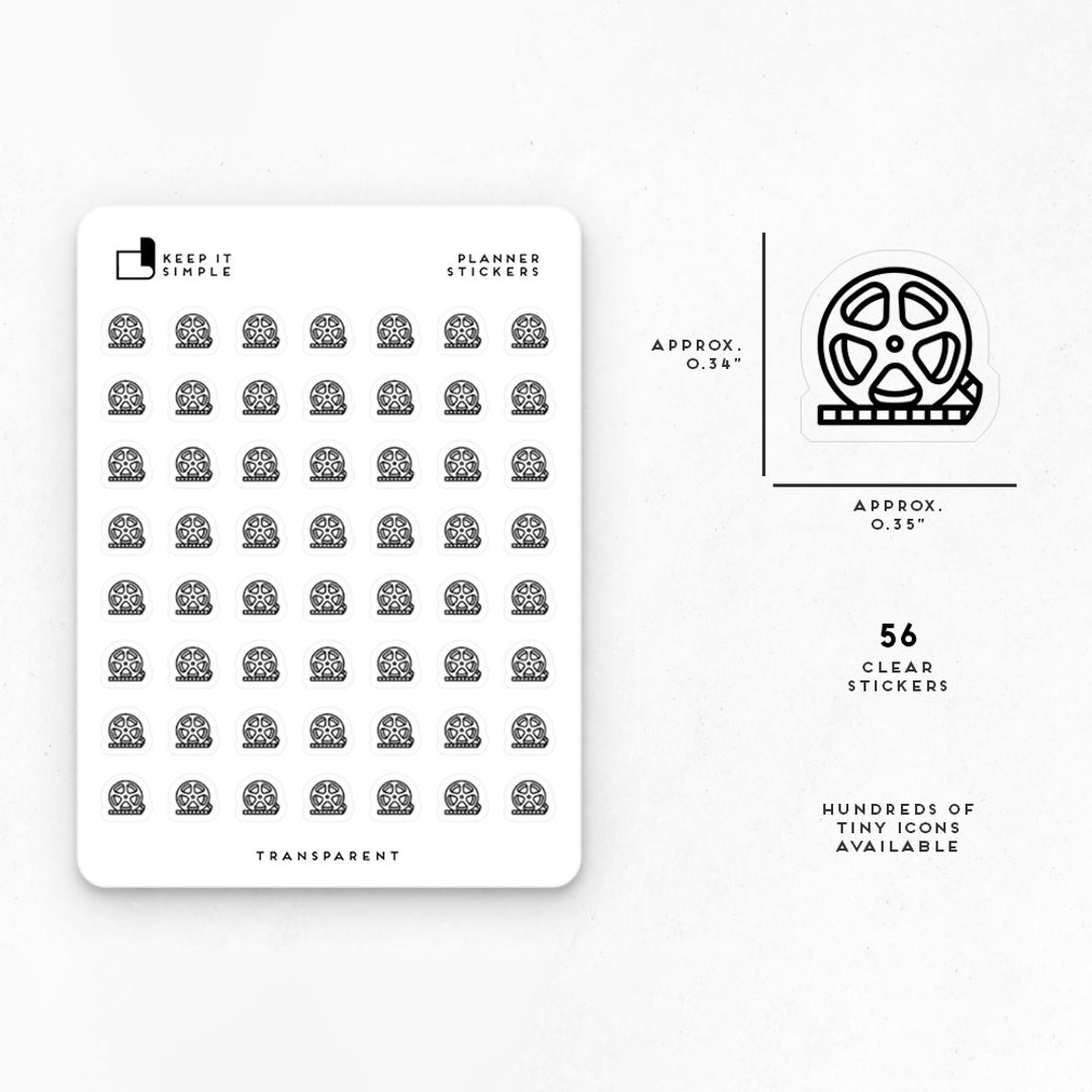 Film Reel Planner Stickers. Transparent Stickers. Clear Mini Icon ...