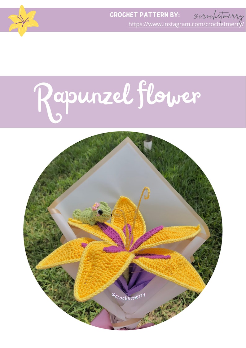 Rapunzel Flower PDF PATTERN | Flor de Rapunzel | Bouquet of flowers ...
