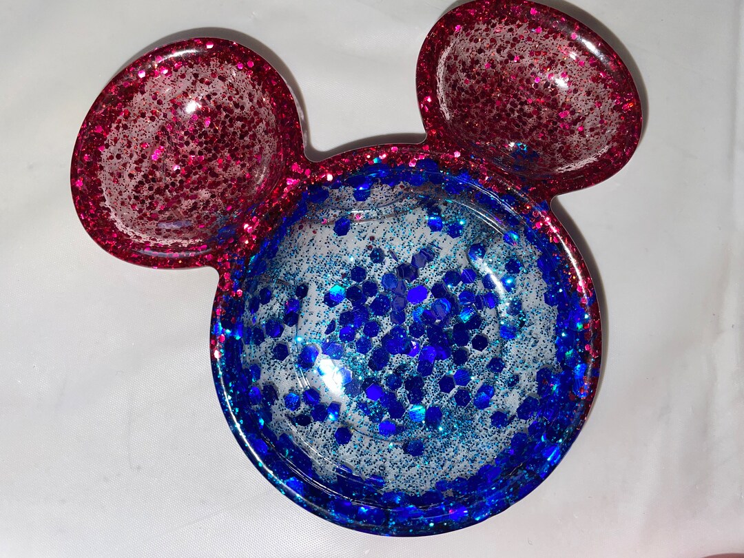 Red and Bleu Sparkly Mouse Head Trinket/ring Tray - Etsy