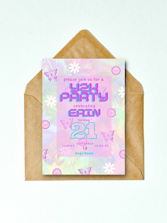 Y2k Birthday Invitation 2000s Invitation Template 90s - Etsy