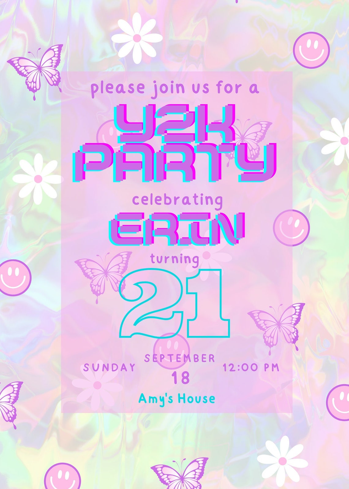 Y2k Birthday Invitation - 2000s Invitation Template - 90s Invitation ...