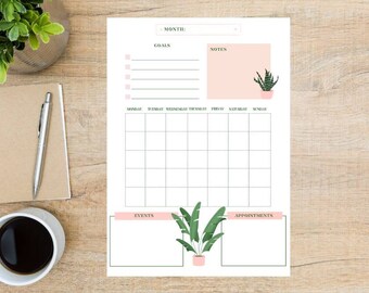Printable Monthly Calendar and Planner: Boho Themed - Etsy