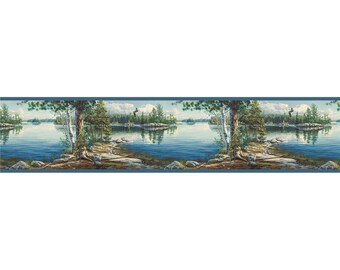 Meditation Lake Cabin Wallpaper Border Bp8378bd - Etsy