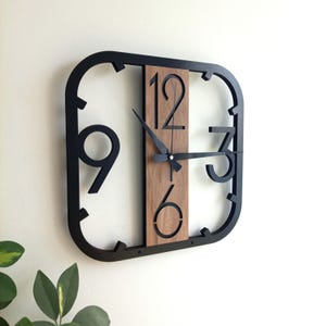 Minimalist Square Wooden Wall Clock, Modern Home Decor, Large Size ...