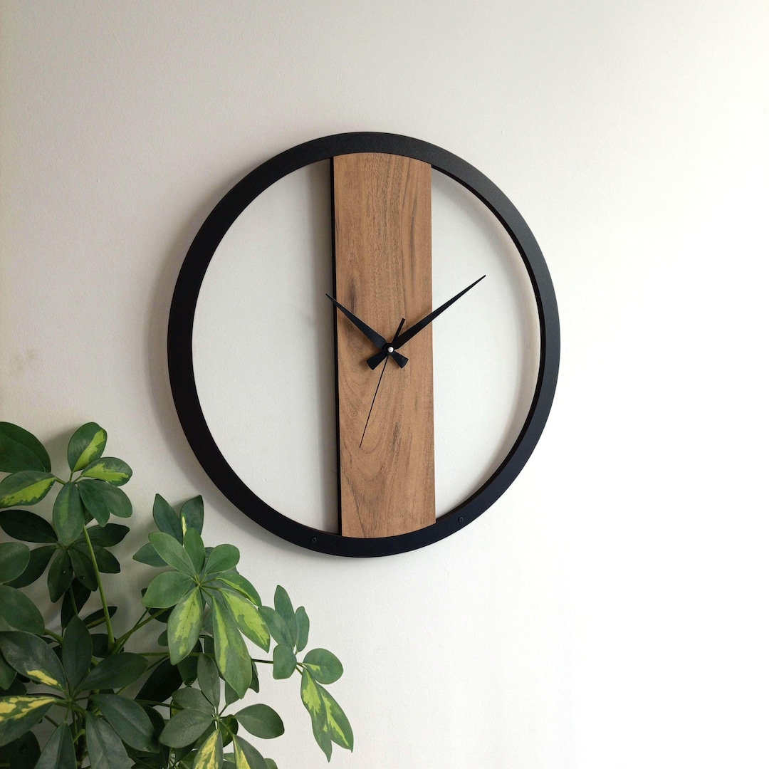 Minimalist Modern Wall Clock,nonnumbers Wooden Simple Design Clock,big ...