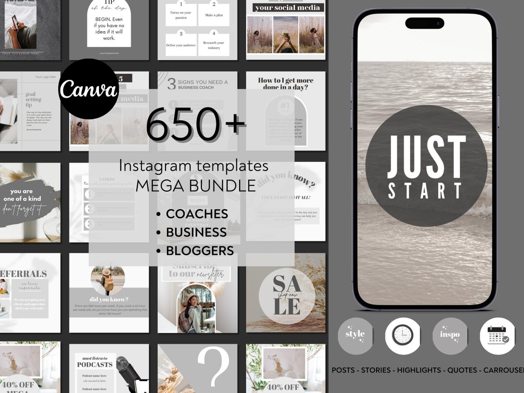 Social Media Templates Bundle for Coaches, Bloggers, Creators, Small ...