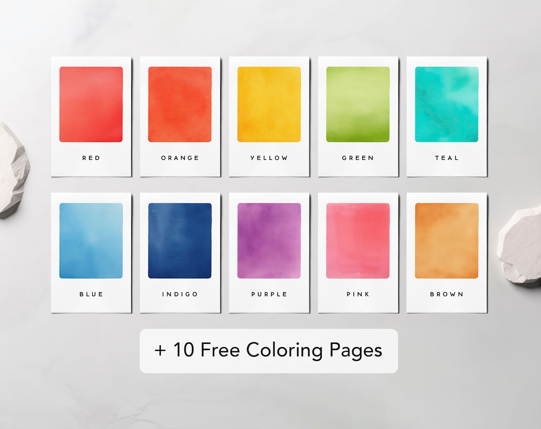 Set of 10 Color Cards, Montessori Flashcards, Pre-school Cards ...