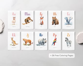 26 Printable Animal Alphabet Flash Cards, Classroom Decor, Toddlers ...