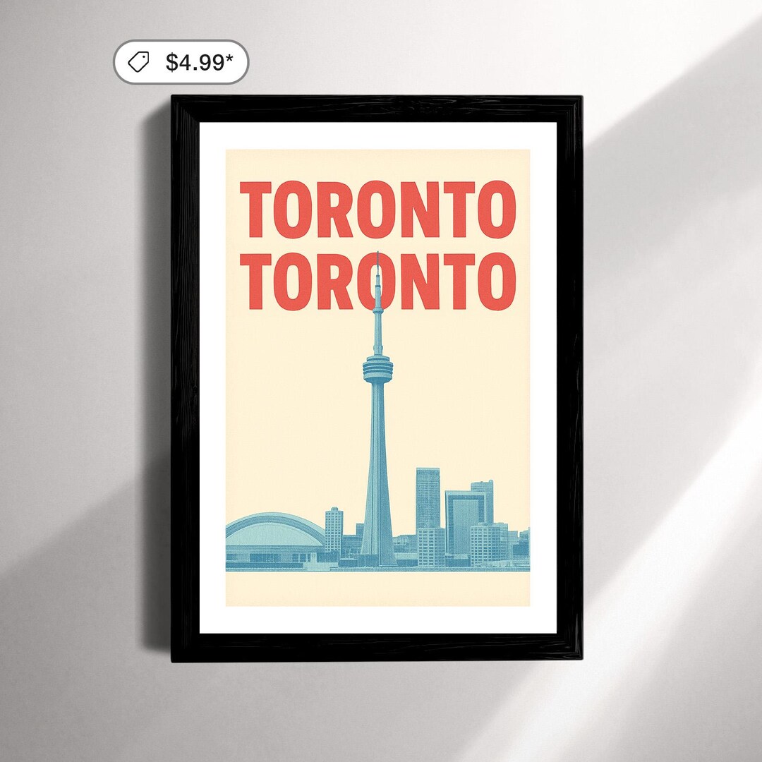 Toronto Skyline Retro Art Print Minimalist Cityscape Wall Decor for ...