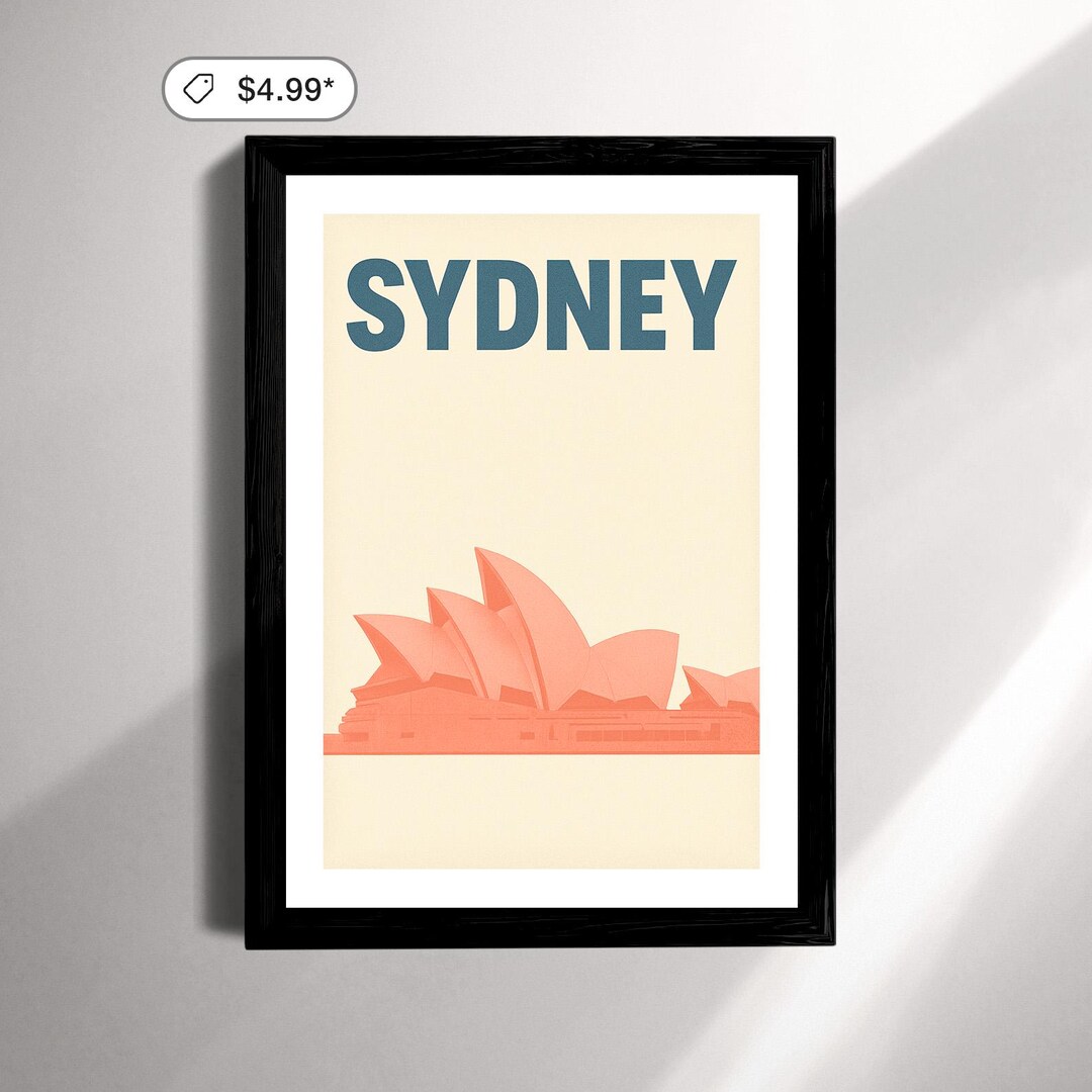 Minimalist Sydney Opera House Art Print With Coral Silhouette ...