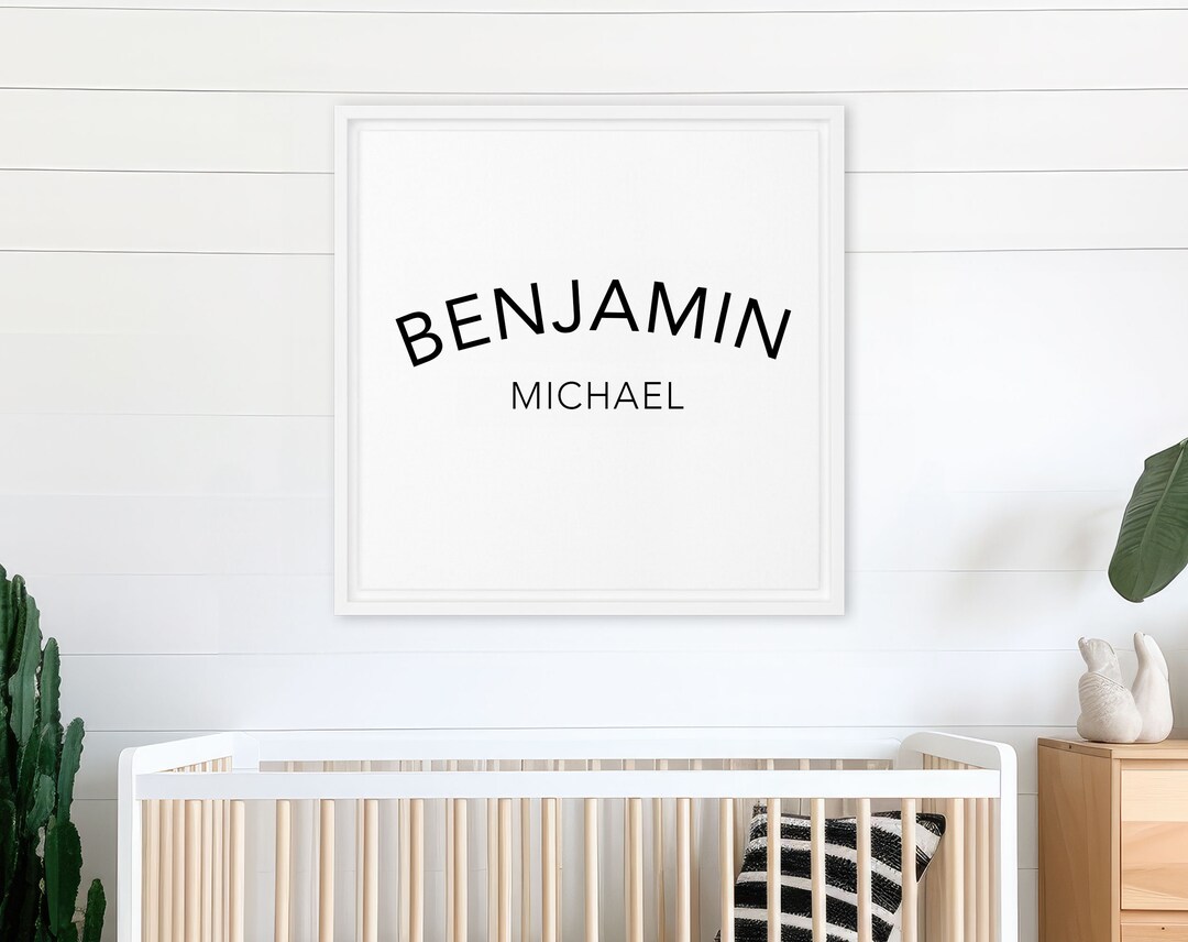 Framed Baby Name Canvas Art, Boho Nursery Decor, Personalized Keepsake ...
