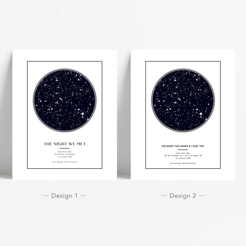 Personalized Star Map Poster Night Sky Print of Special Date, Perfect ...