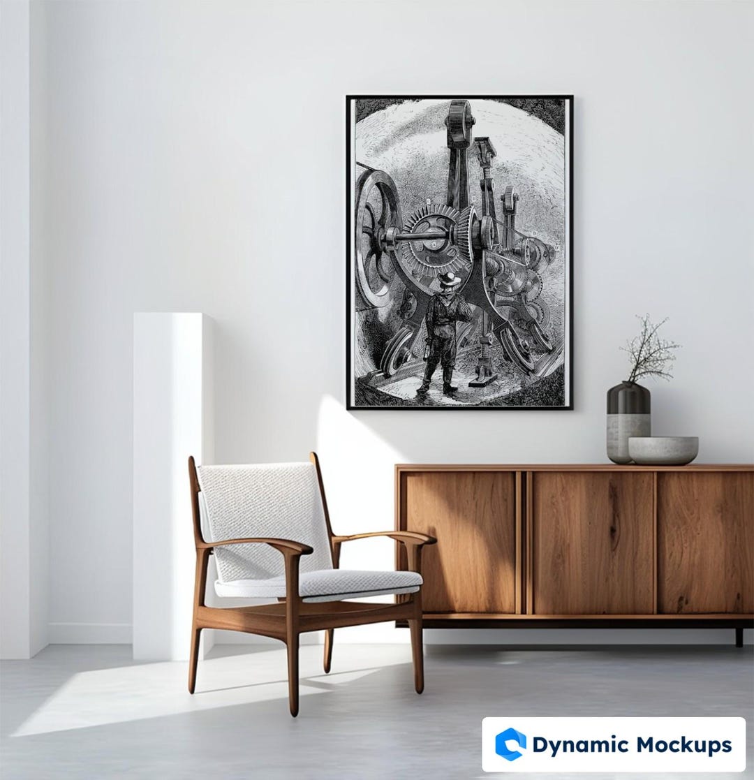 Vintage Industrial Gear Art Print | Unique Steampunk Wall Decor | Retro ...