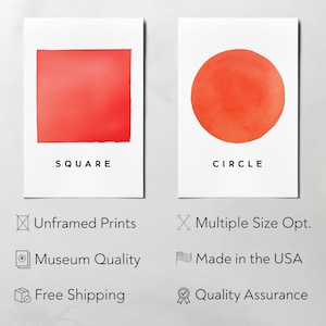 Set of 10 Watercolor Shapes Flash Cards, Preschool Educational Tools ...