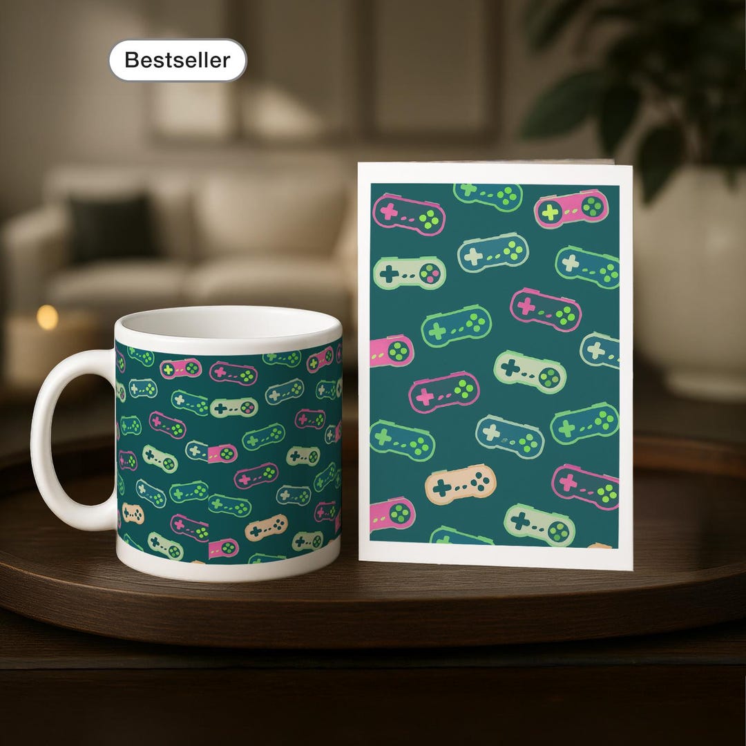 Retro Gaming Controller Ceramic Mug & Art Print Set - Etsy