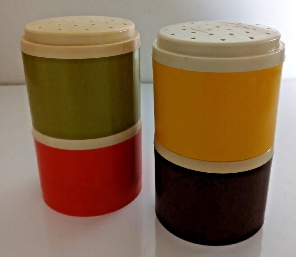 Vintage Tupperware Stacking Spice Shaker Containers Lot of 4 Harvest ...