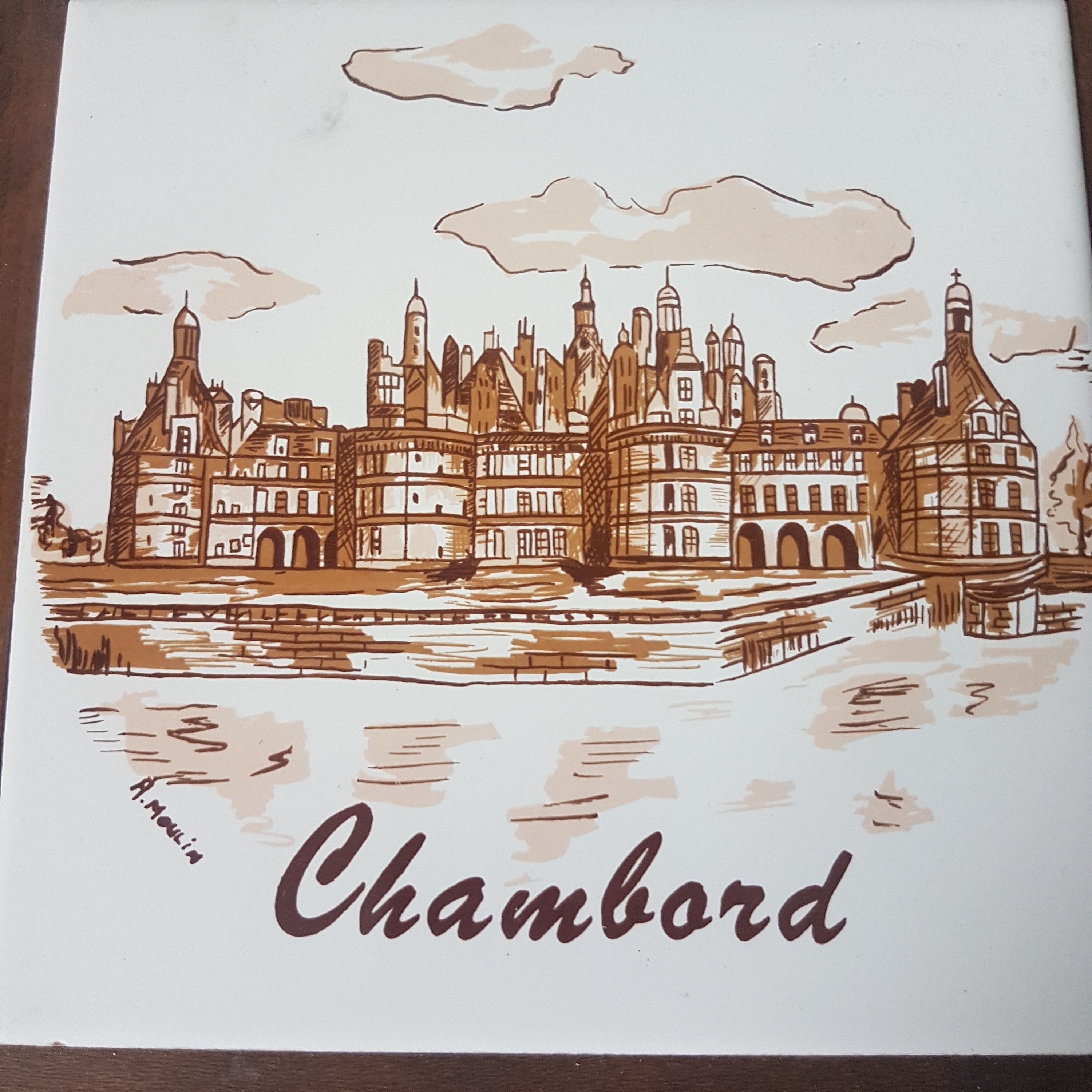 Vintage Wood Trivet Hot Plate Tile Chamborn and Blois France Lot of 2 ...