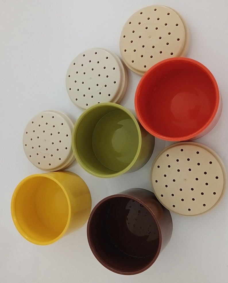 Vintage Tupperware Stacking Spice Shaker Containers Lot of 4 Harvest ...