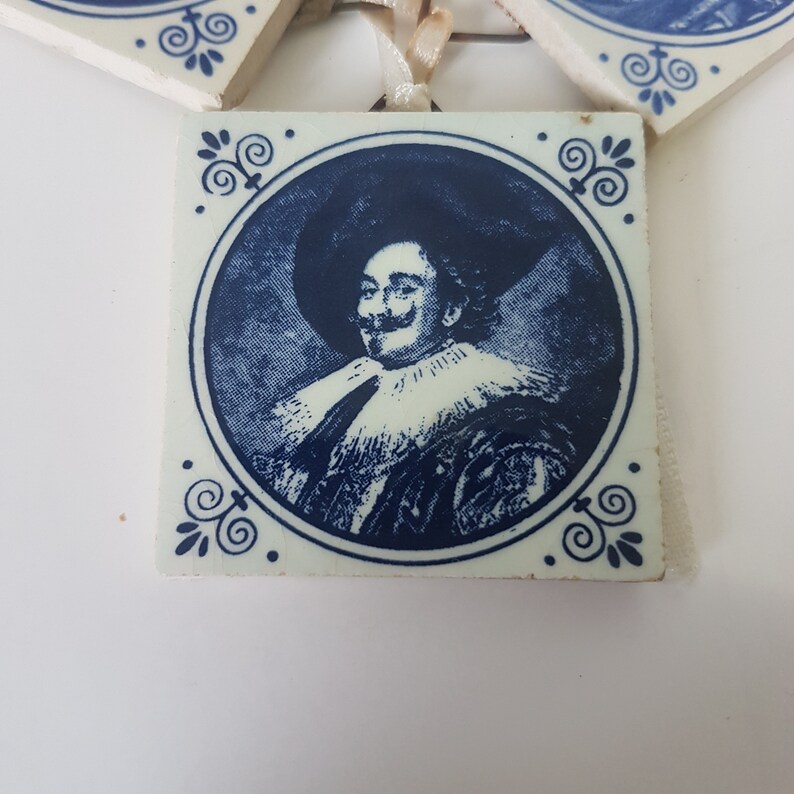German Delft Style Porcelain Tile Wall Decor Miniature Handpainted RARE ...