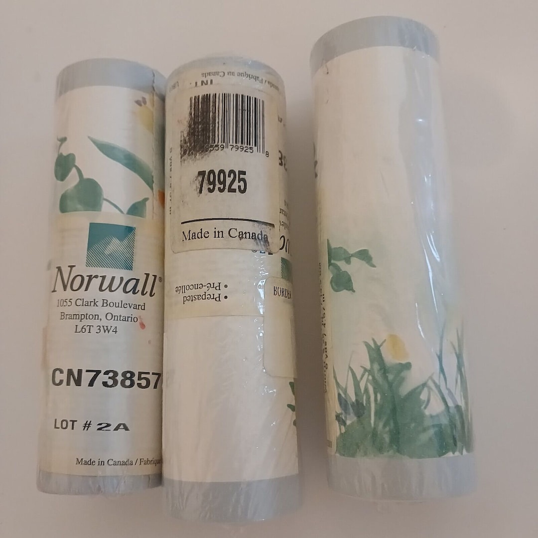 Vintage Norwall Wallpaper Border Lot of 3 Rolls Flowery Print 5 Yrds ...