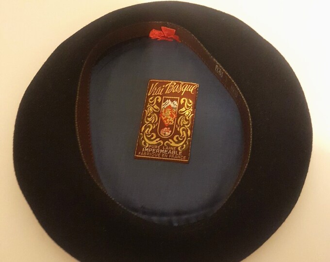 Vintage Vrai Basque French Made Beret Size 9.5/56 Pure Laine Pure Wool ...