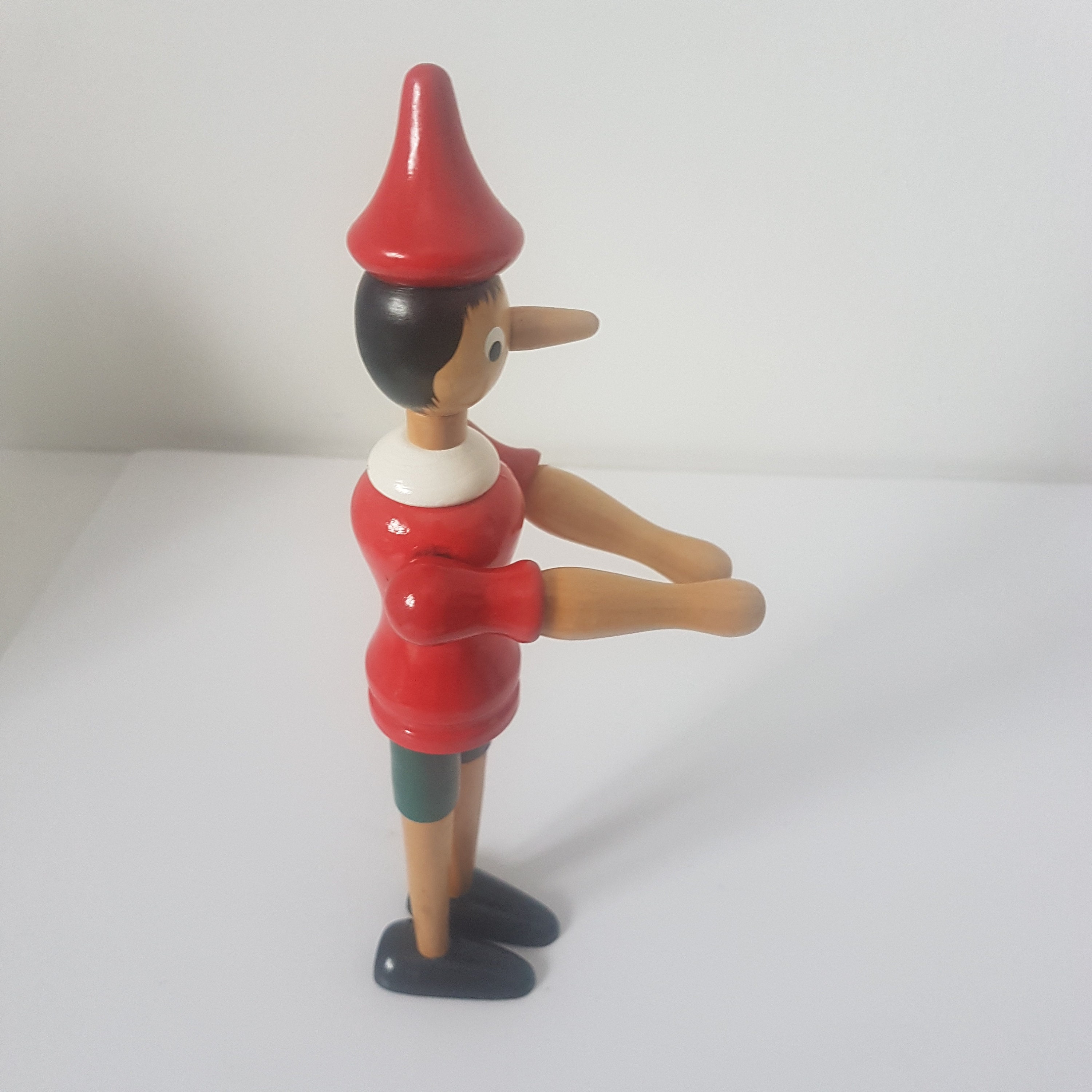 PINOCCHIO Solid Wood Articulated Detachable Nose 9" Tall Vintage ITALY ...